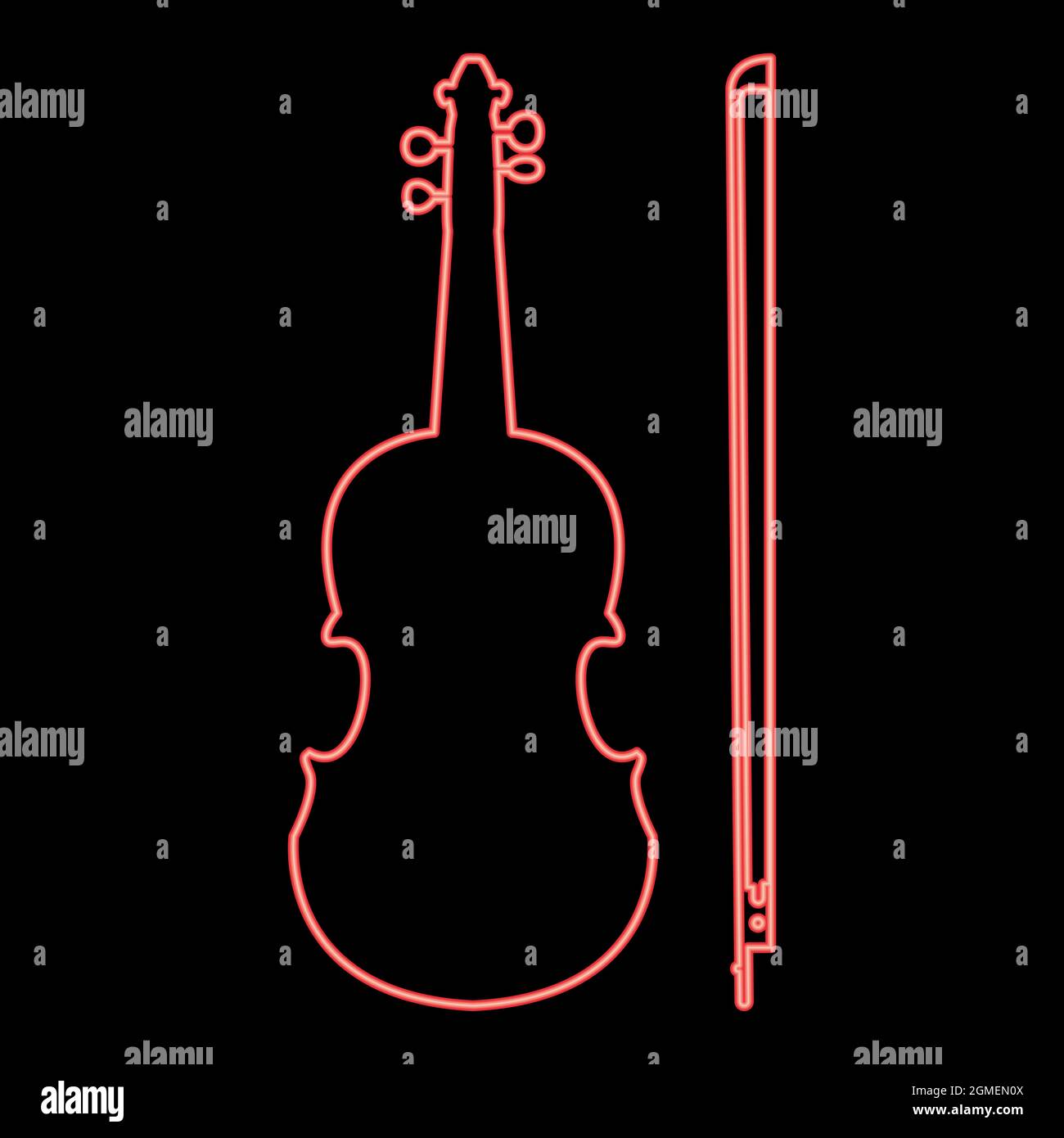 Neon violin red color vector illustration flat style light image Stock ...