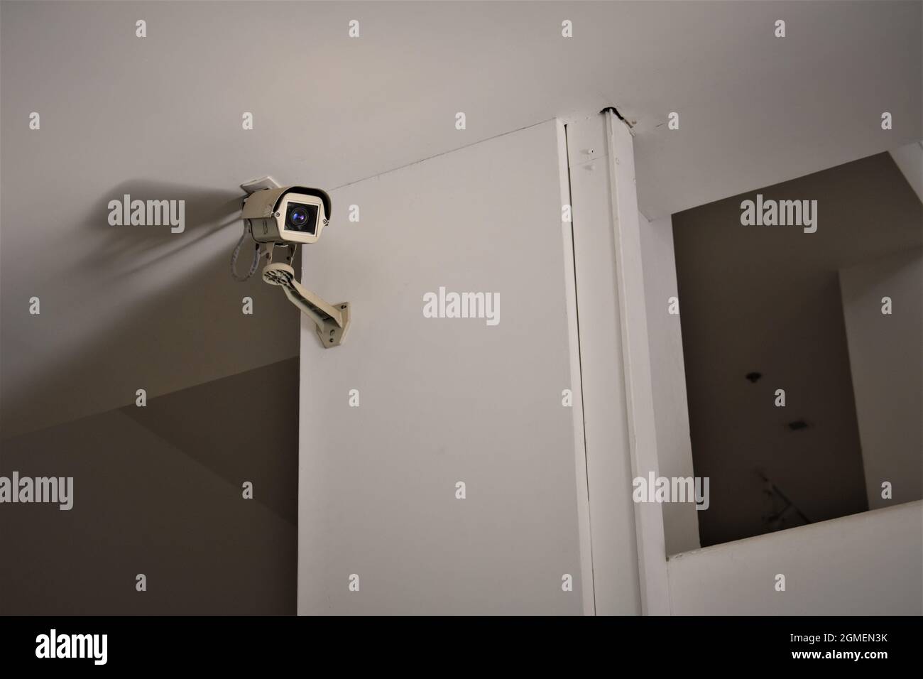 CCTV in warehouses corner room Stock Photo - Alamy