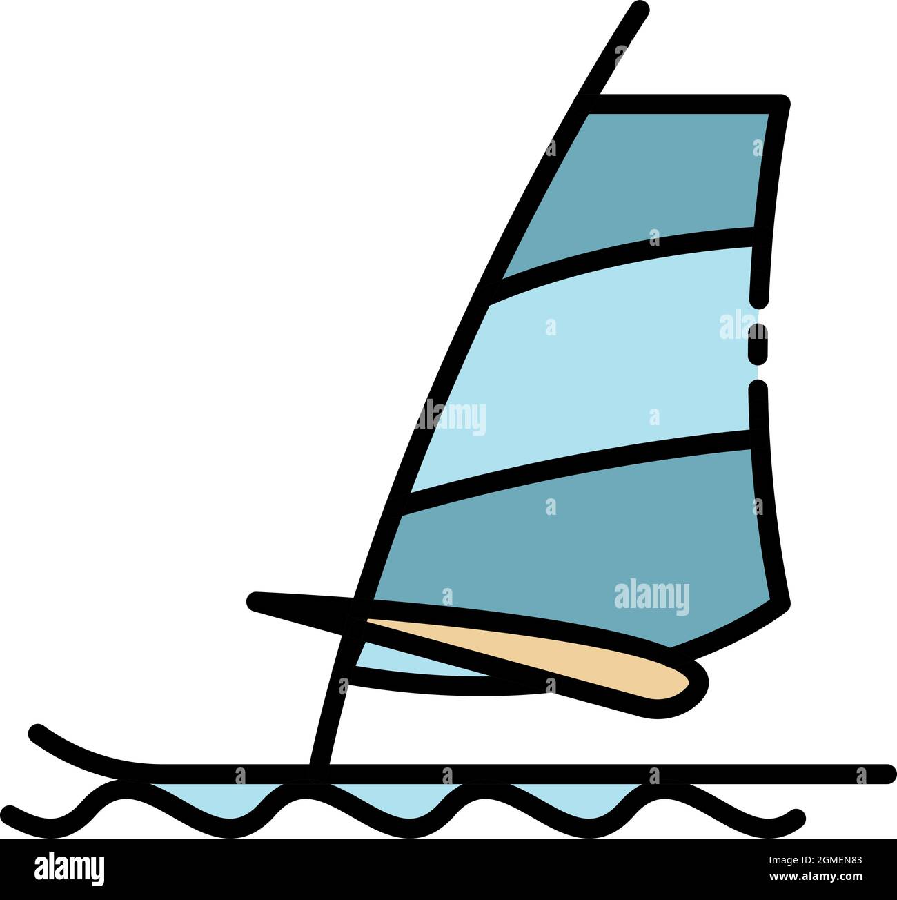 Wind surfing icon. Outline wind surfing vector icon color flat isolated ...