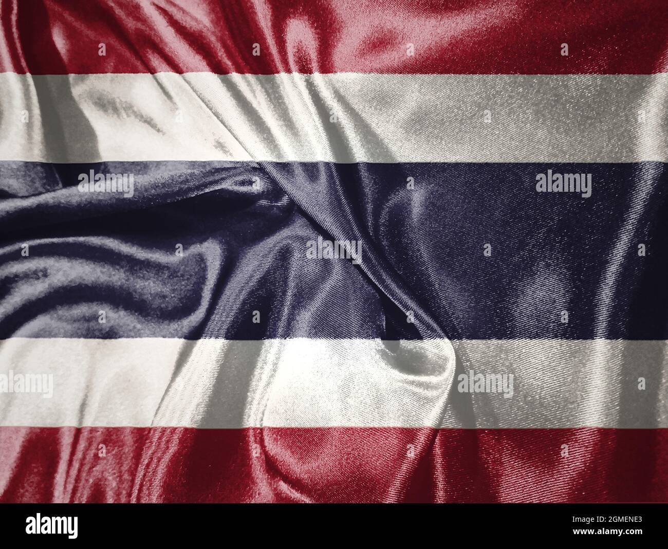 Thailand flag waving with hard light on fabric texture Stock Photo - Alamy