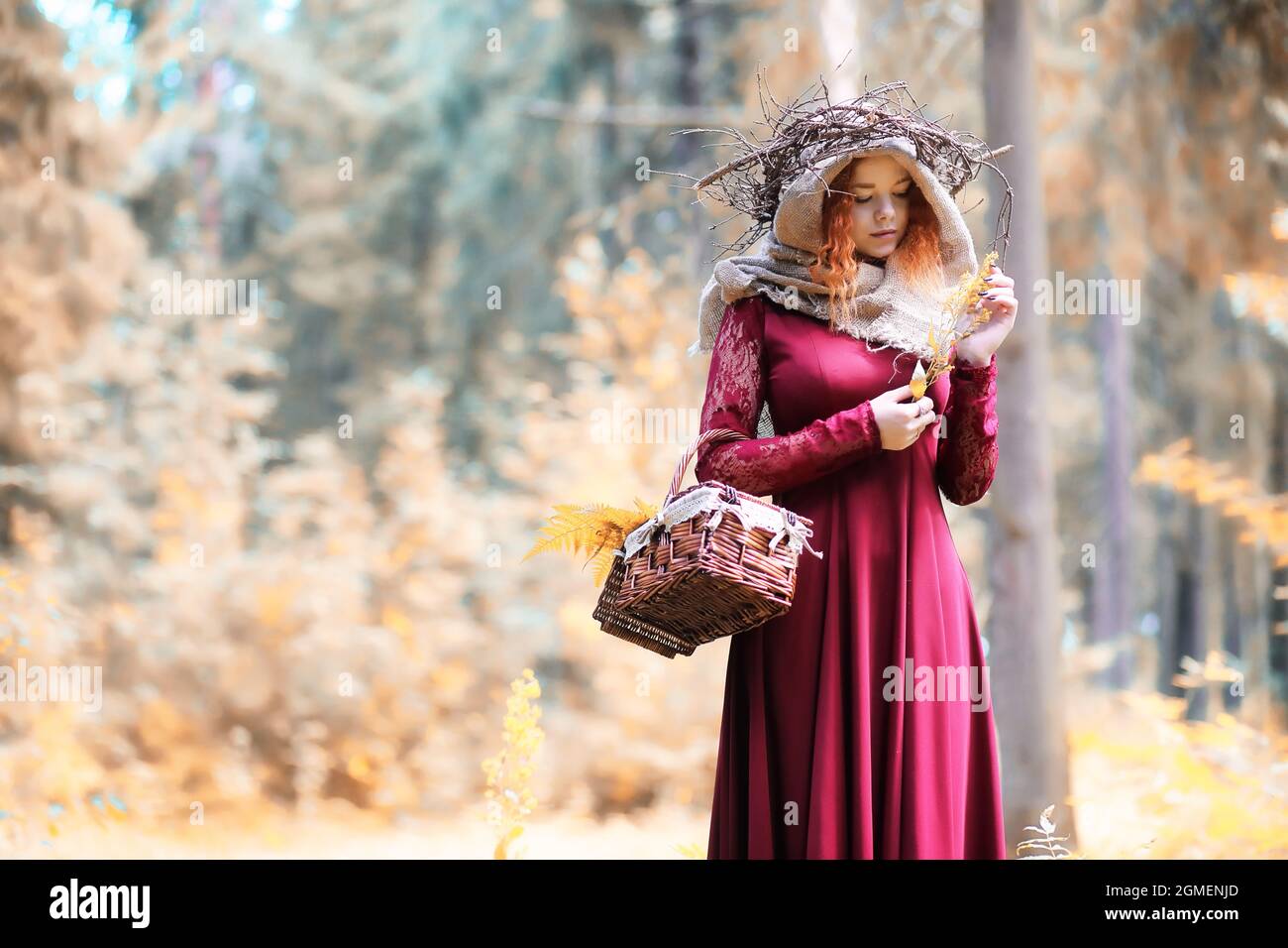 Fortune-teller conducts a ritual in the depths of the forest Stock ...