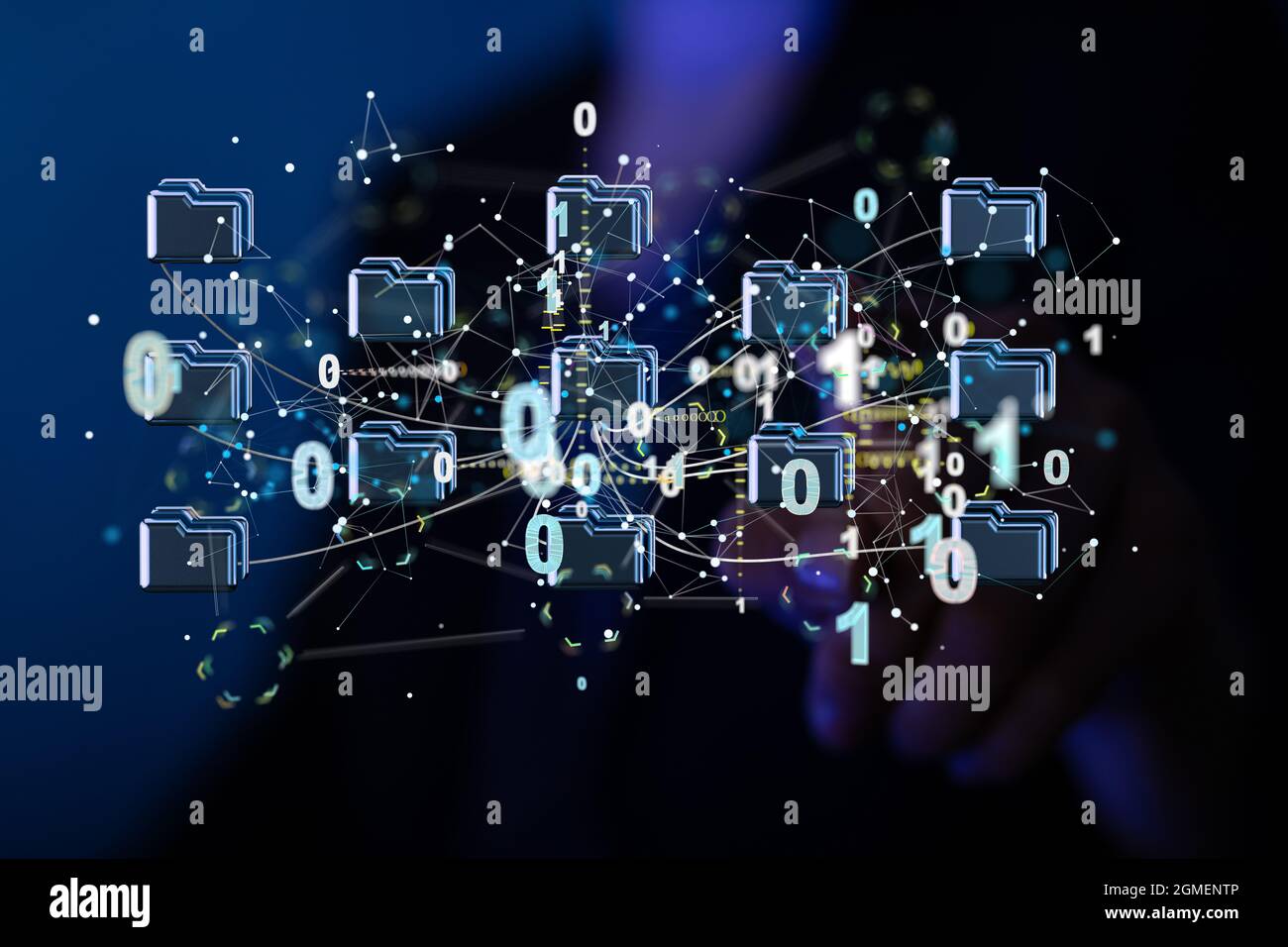 Data cloud storage network with lines, triangles, and particle style design Stock Photo - Alamy