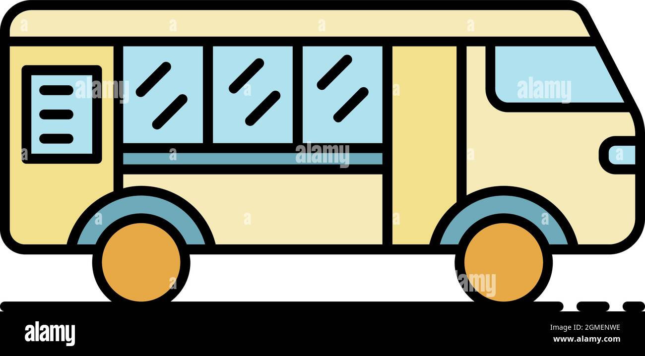 Street food van icon. Outline street food van vector icon color flat ...