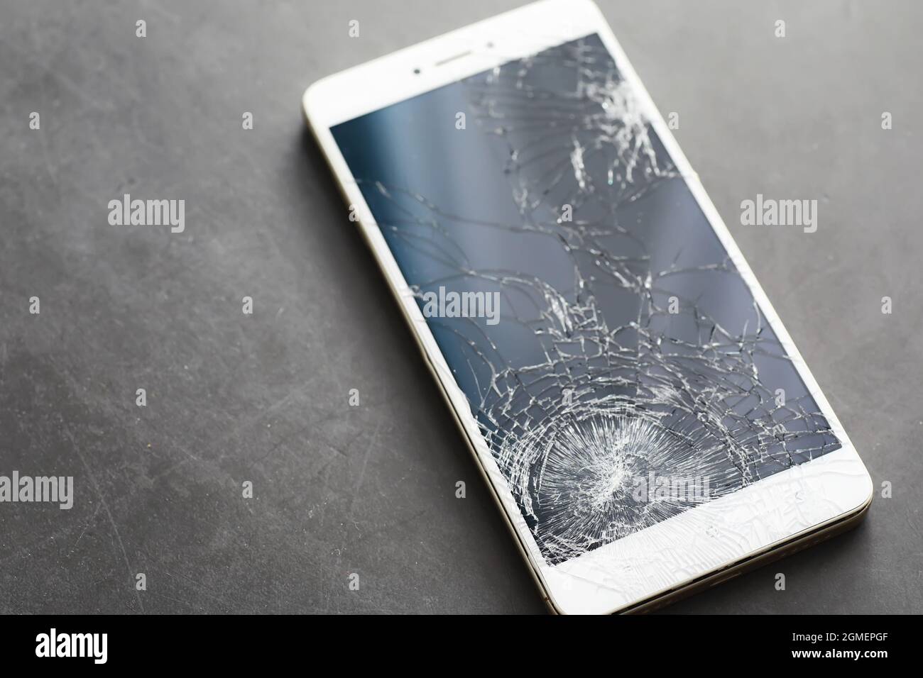 Crack on the glass. Broken screen. Broken phone. Cracked glass ...