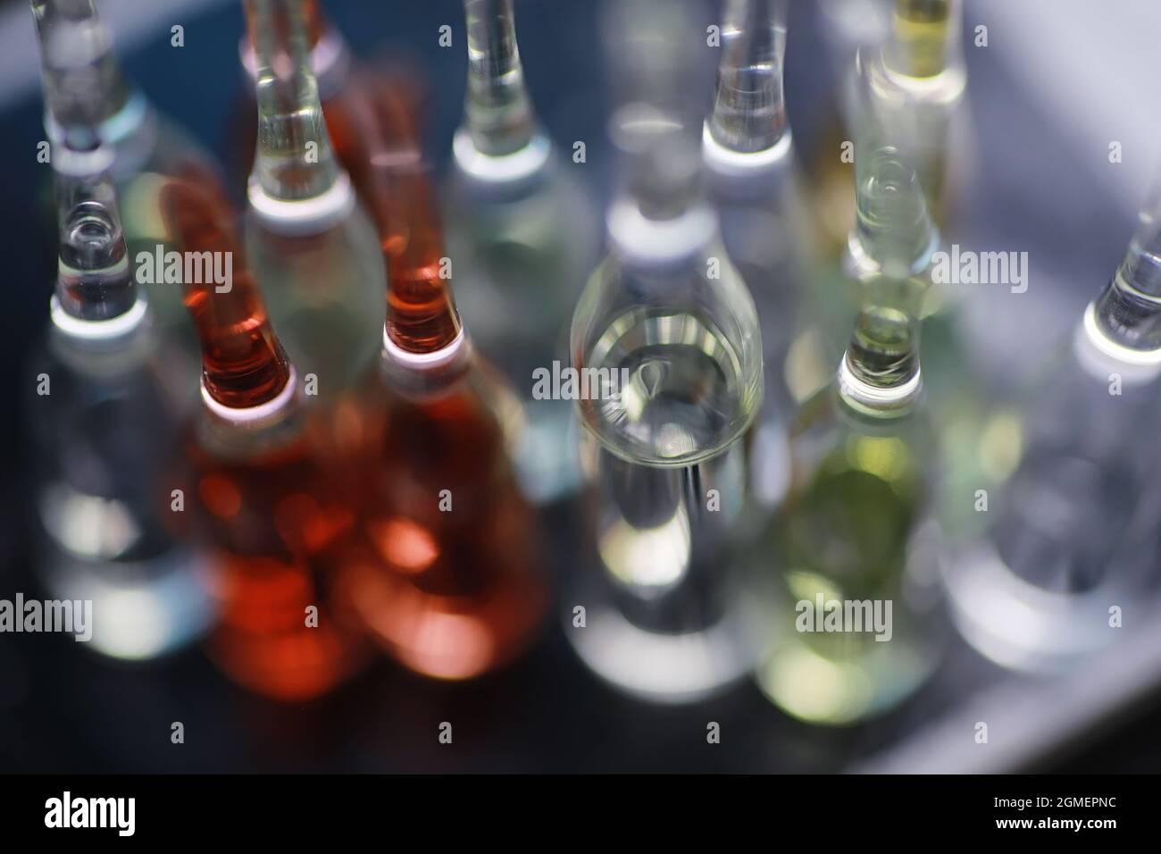 Test tubes with drugs and tests to test the victims and treat infected ...