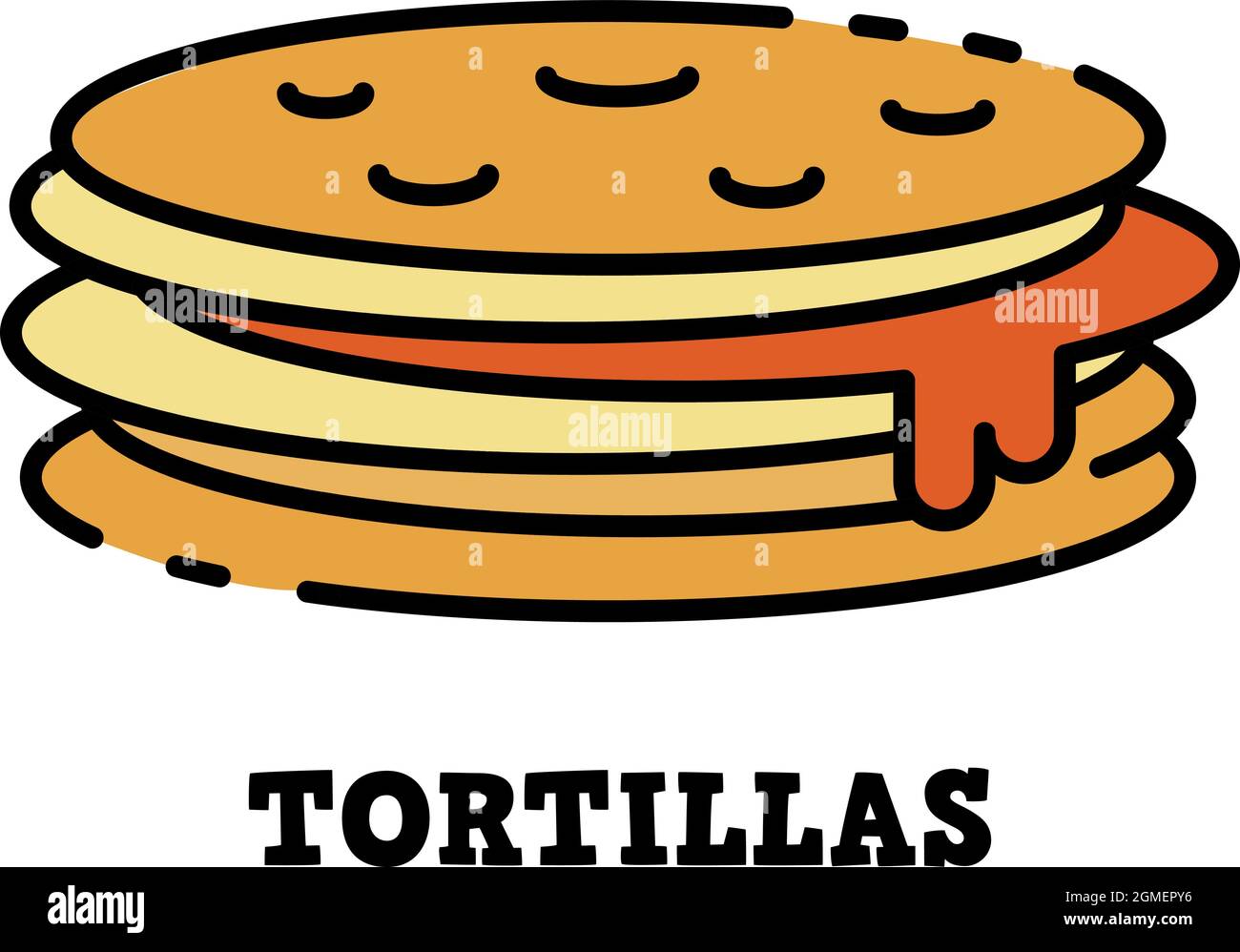 Tortillas icon. Outline tortillas vector icon color flat isolated Stock ...