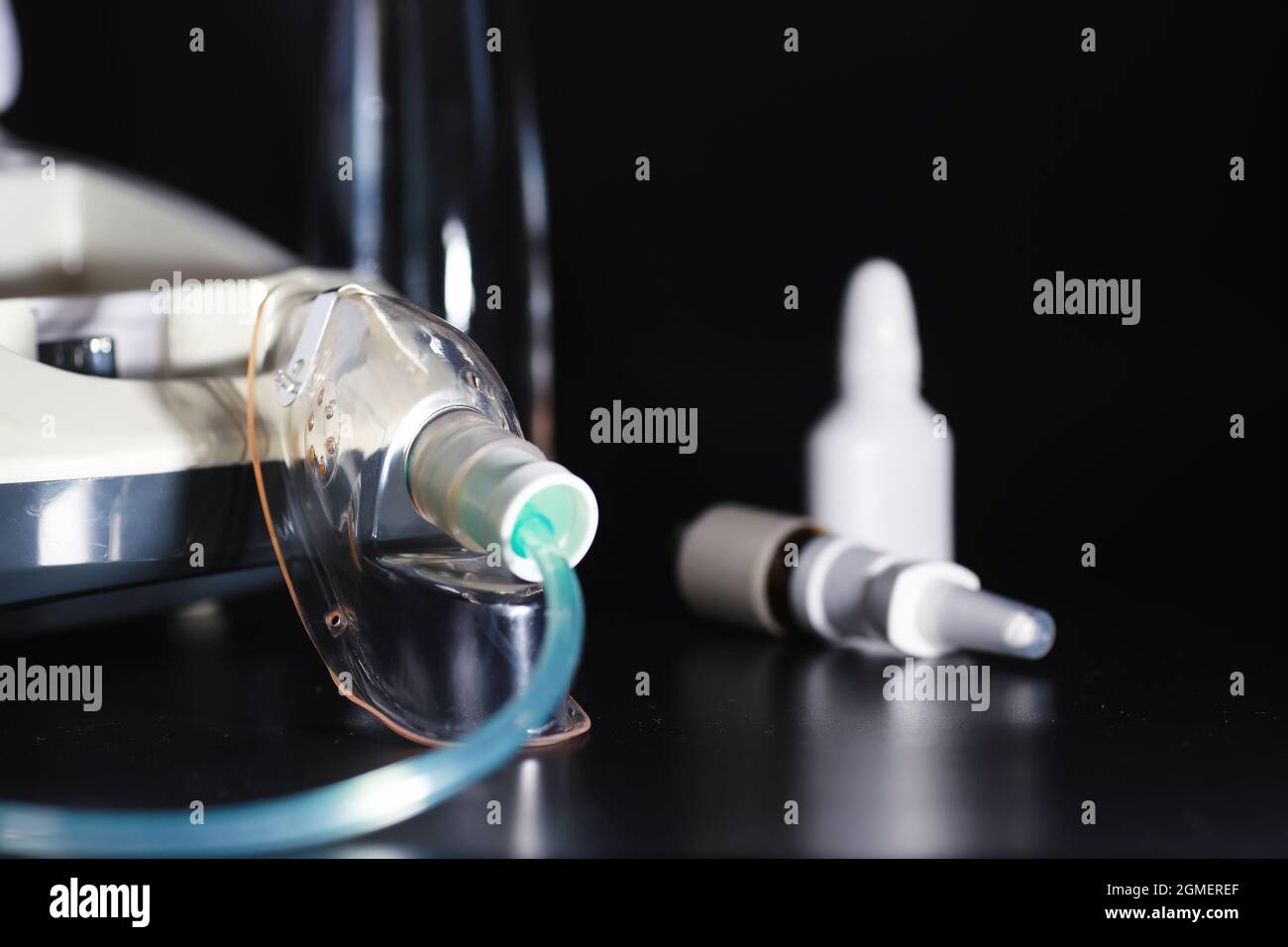 Inhalation with nebulizer at home. Asthma inhaler inhalation nebulizer ...