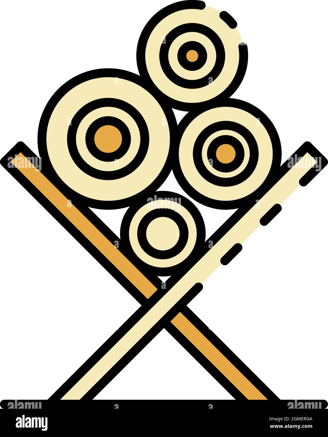 Stack of wood bars icon. Outline stack of wood bars vector icon color ...