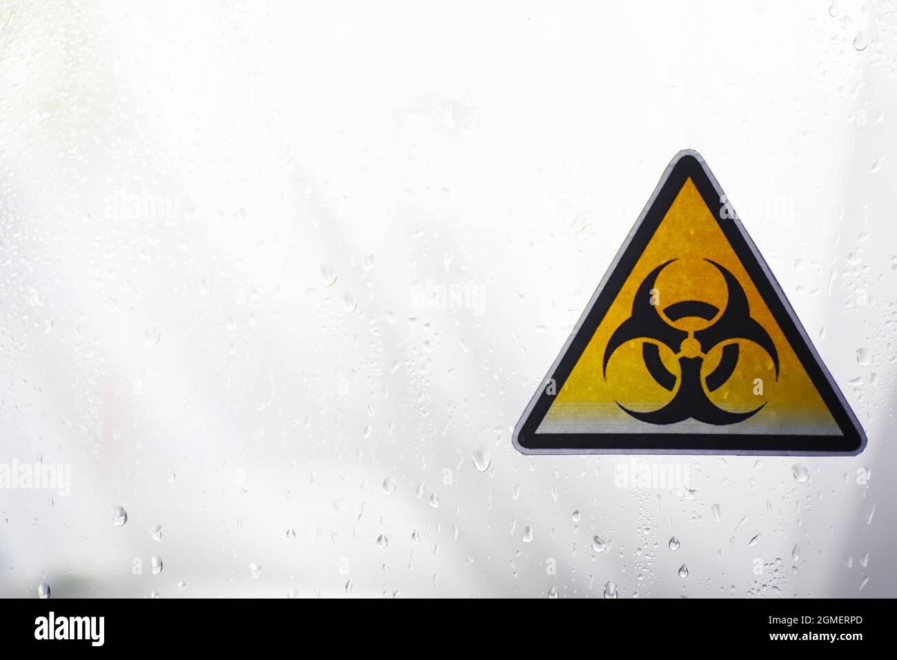 Quarantine. Quarantine warning sign on a glass door in hospital ...