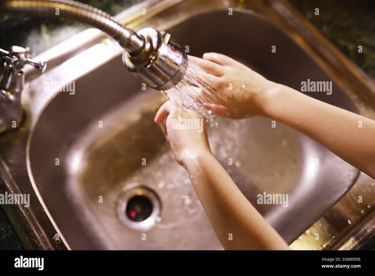 Hygiene rules. Hand washing before meals. Antibacterial treatment hands ...
