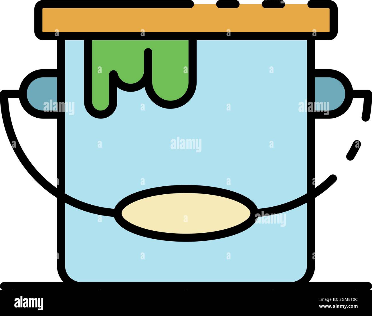 Paint bucket icon. Outline paint bucket vector icon color flat isolated ...