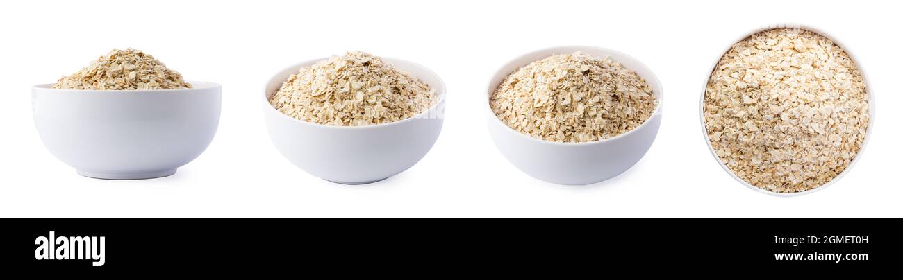 set of dry common oatmeal in a bowl, popular healthy cereal grainy food ...