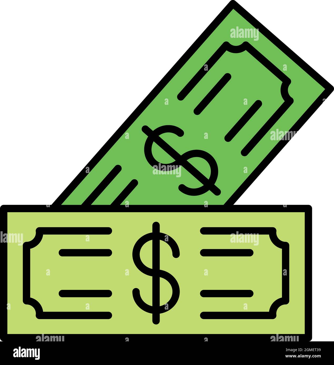 Dollar cash icon. Outline dollar cash vector icon color flat isolated ...