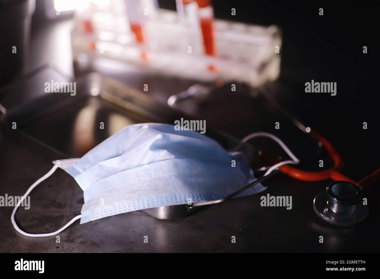 Personal protective equipment. Disposable medical mask. Gauze bandage ...