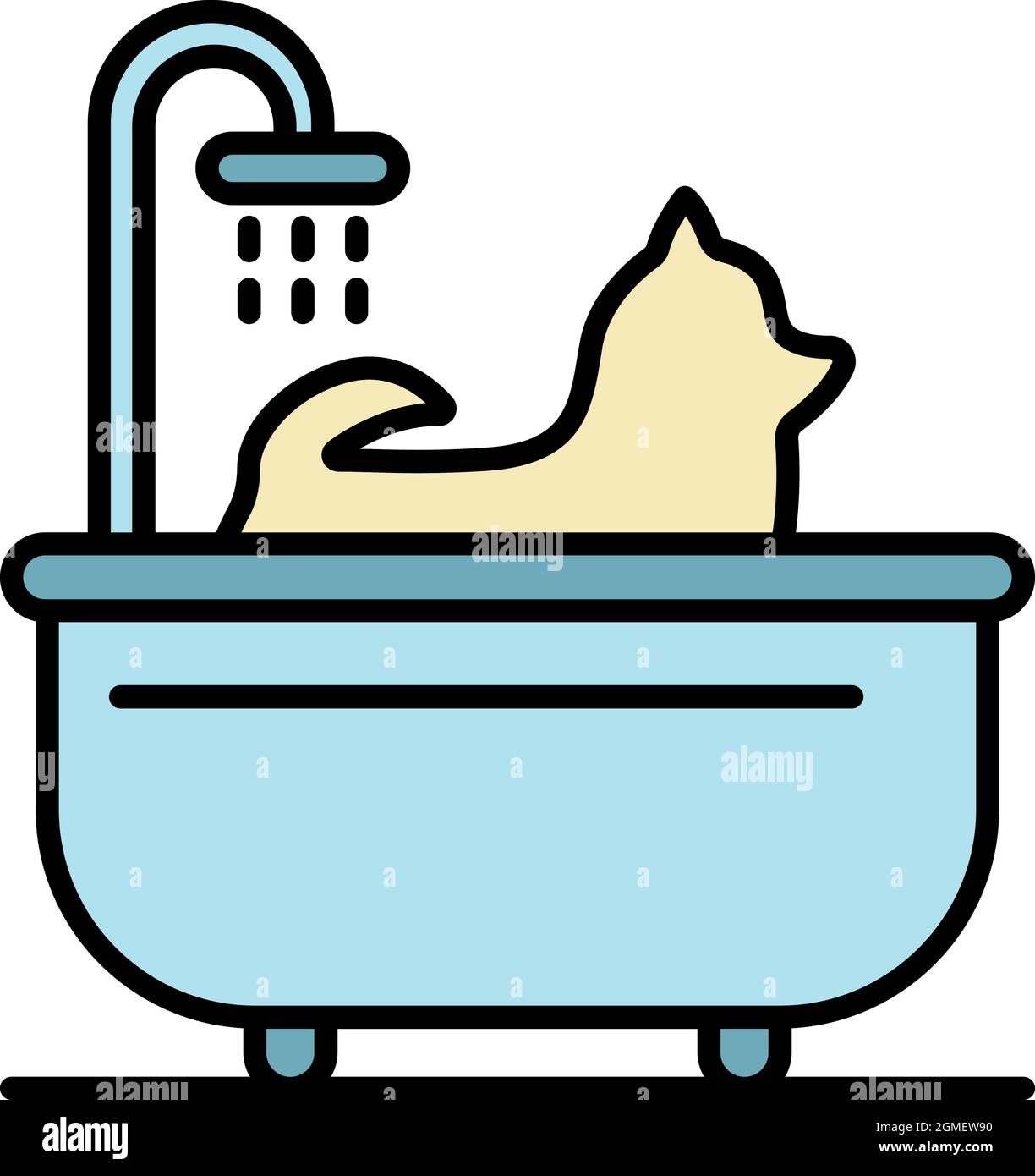 Dog take a bath icon. Outline dog take a bath vector icon color flat ...