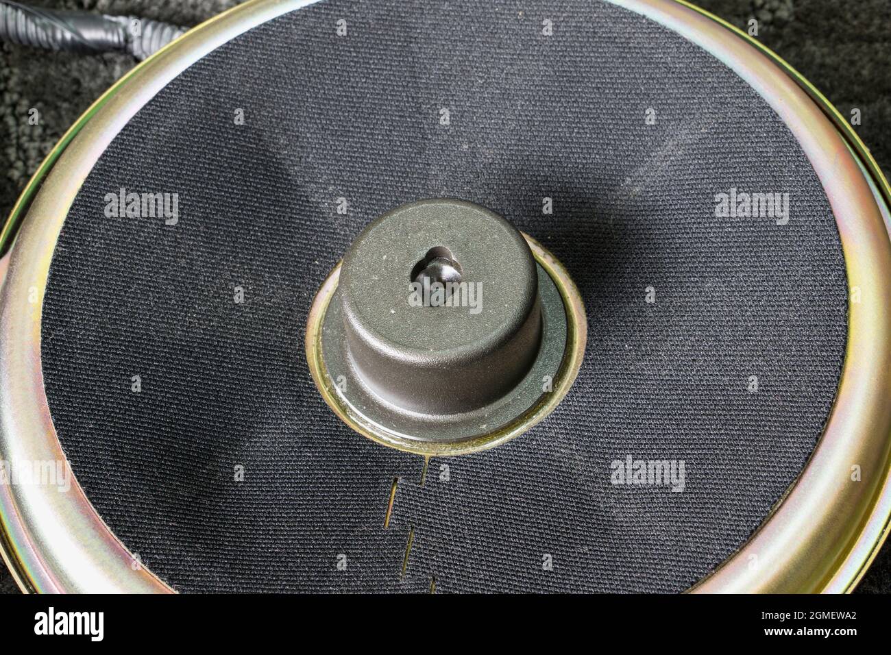 Part of black old car audio speaker Stock Photo - Alamy