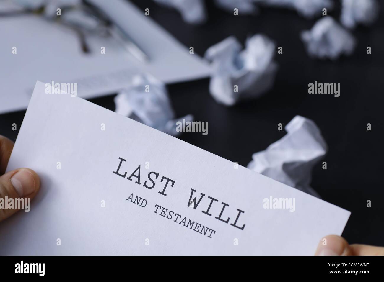 Legal concept. The procedure for writing the last will. Papers with ...