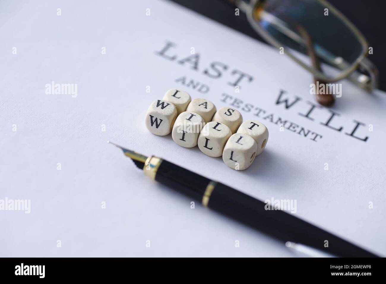 Legal concept. The procedure for writing the last will. Papers with ...