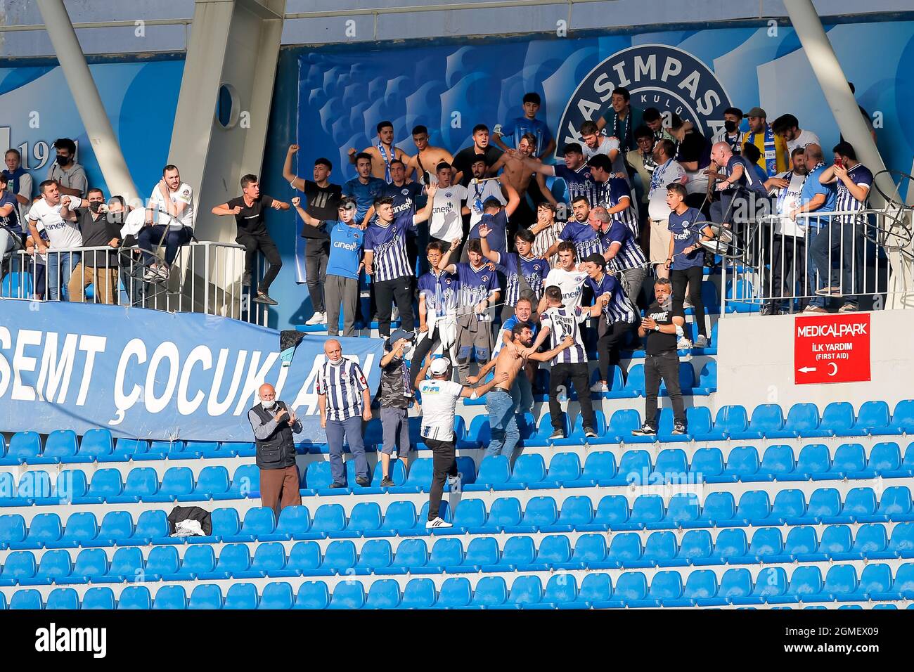 ISTANBUL, TURKEY - SEPTEMBER 18: Fans of Kasimpasa SK during the Super ...