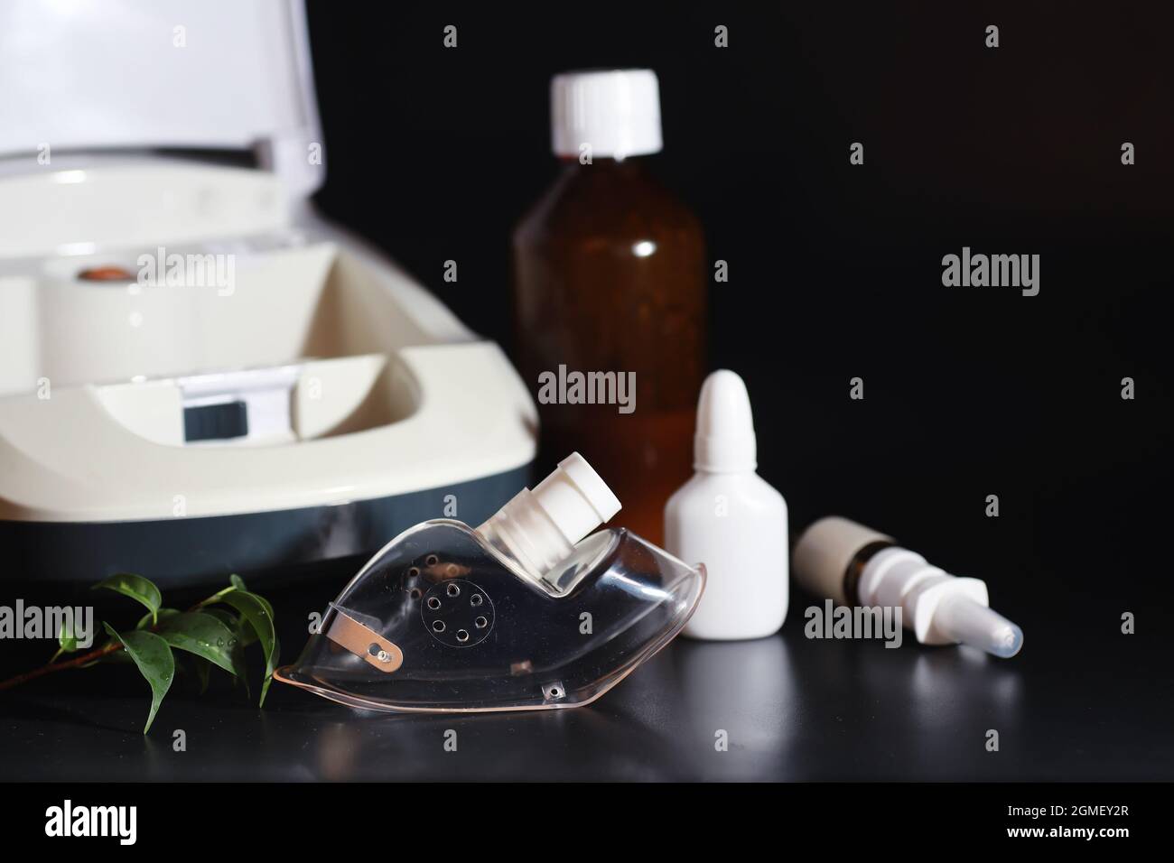 Inhalation with nebulizer at home. Asthma inhaler inhalation nebulizer ...