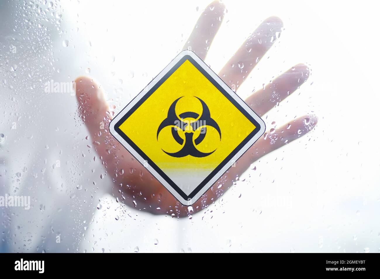 Quarantine. Quarantine warning sign on a glass door in hospital ...