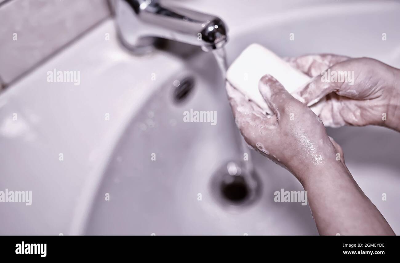 Hygiene rules. Hand washing before meals. Antibacterial treatment hands ...