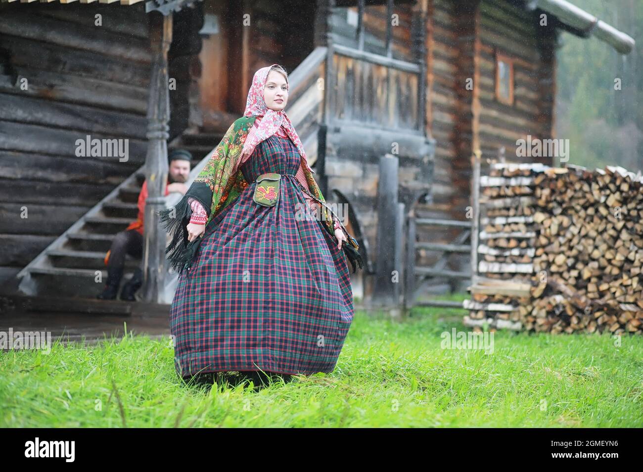 Traditional Slavic rituals in the rustic style. Outdoor in summer ...