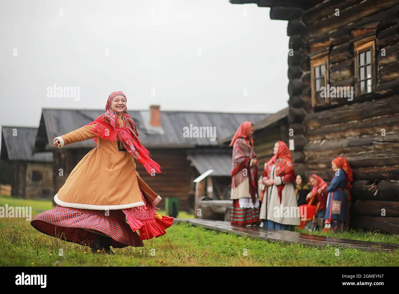 Traditional Slavic rituals in the rustic style. Outdoor in summer ...