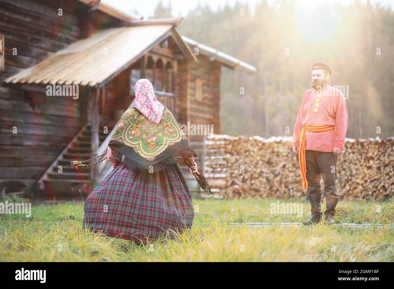 Traditional Slavic rituals in the rustic style outdoor Stock Photo - Alamy