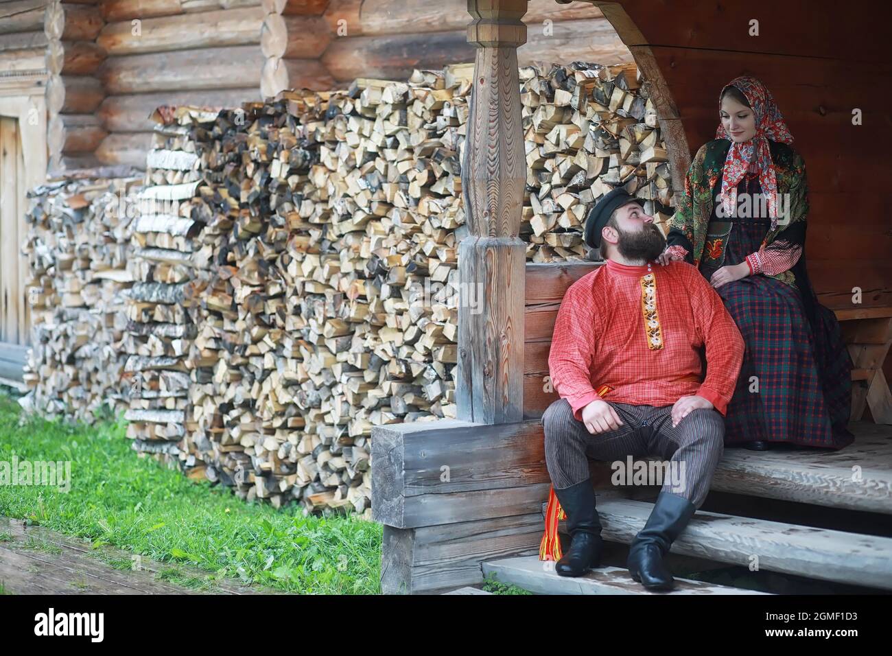 Traditional Slavic rituals in the rustic style. Outdoor in summer ...