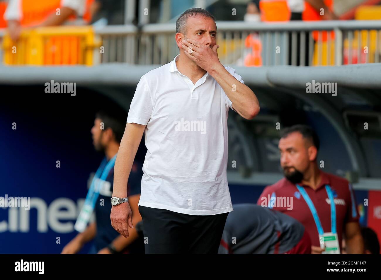 ISTANBUL, TURKEY - SEPTEMBER 18: Coach Abdullah Avci of Trabzonspor ...