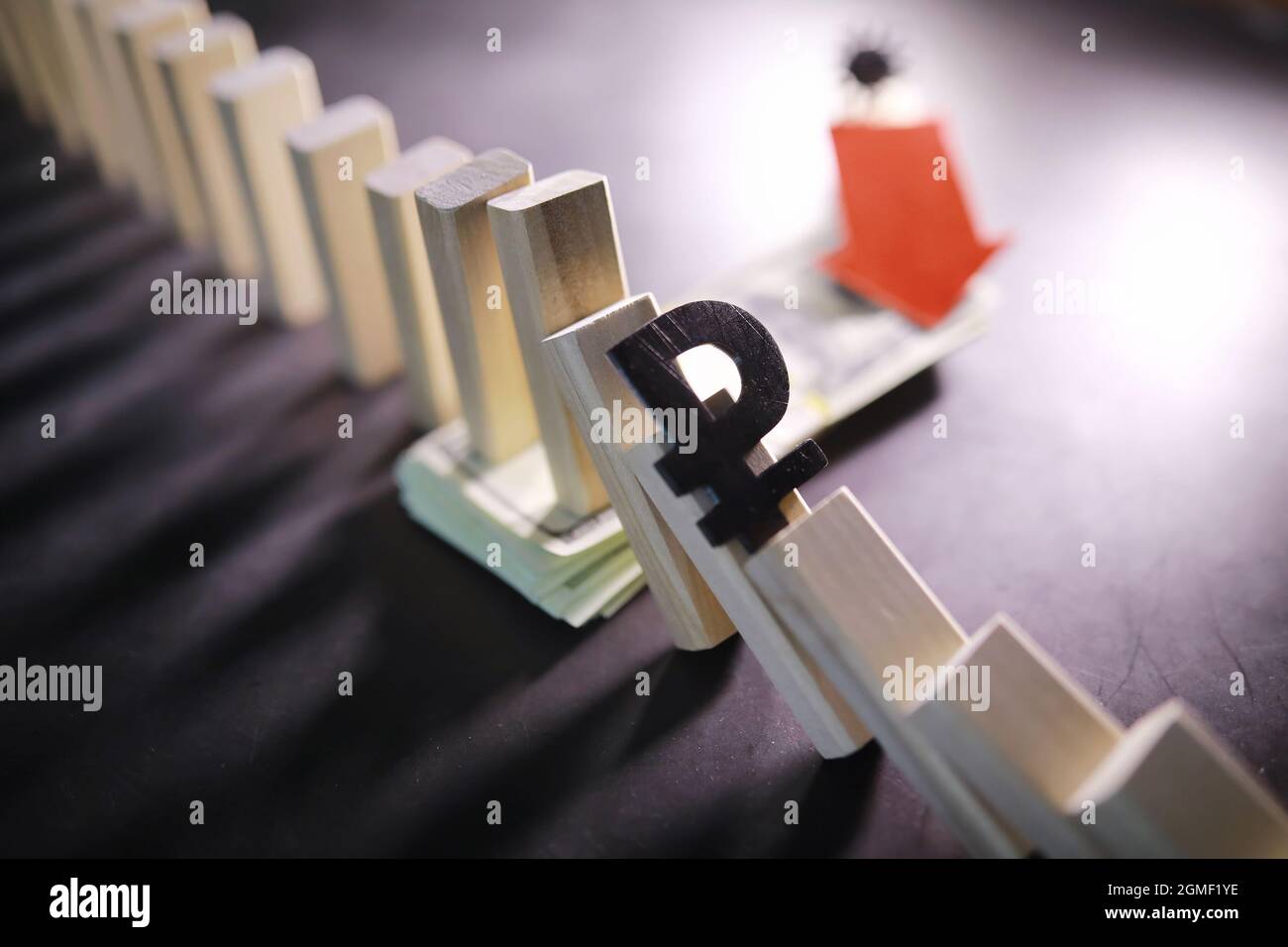 Business concept. The depreciation of the national currency of Russia ...