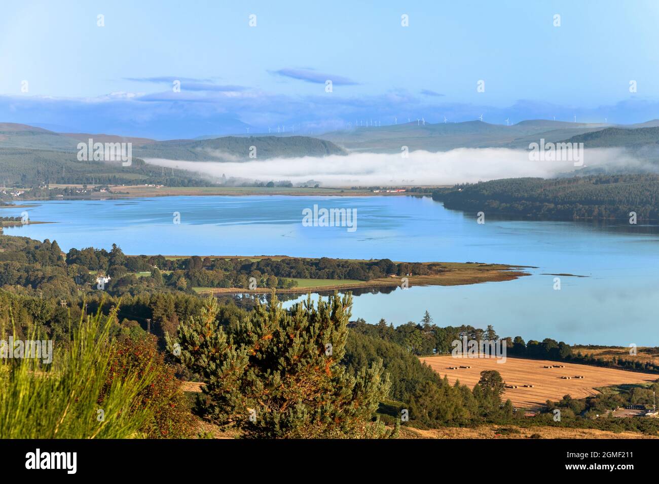DORNOCH FIRTH SCOTLAND STRUIE HILL LOOKING TOWARDS BONAR BRIDGE IN LATE ...