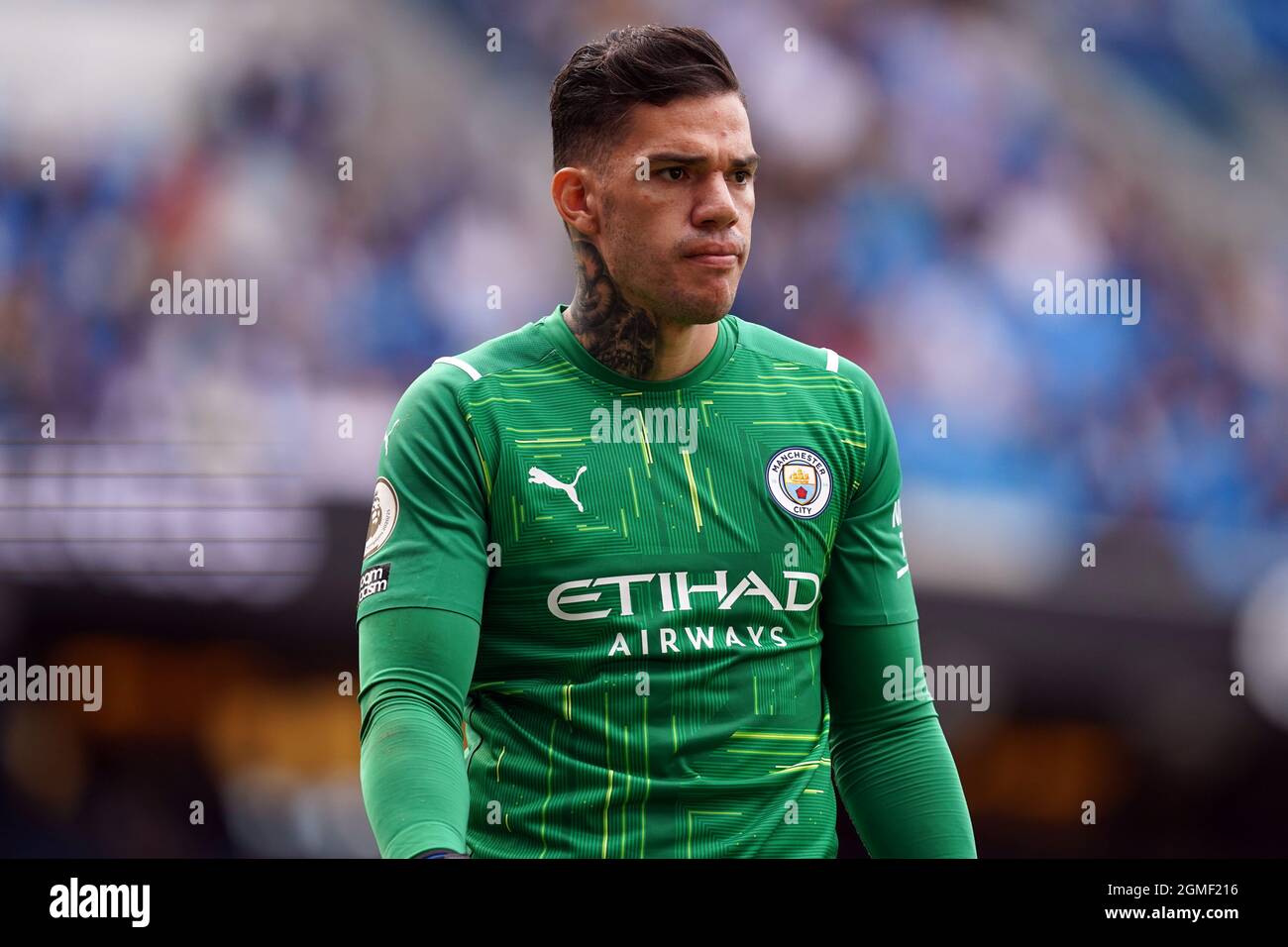Manchester City goalkeeper Ederson during the Premier League match at ...