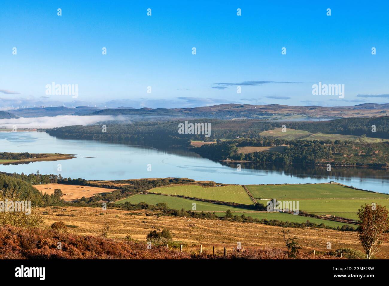 DORNOCH FIRTH SCOTLAND STRUIE HILL LOOKING TOWARDS BONAR BRIDGE IN LATE ...