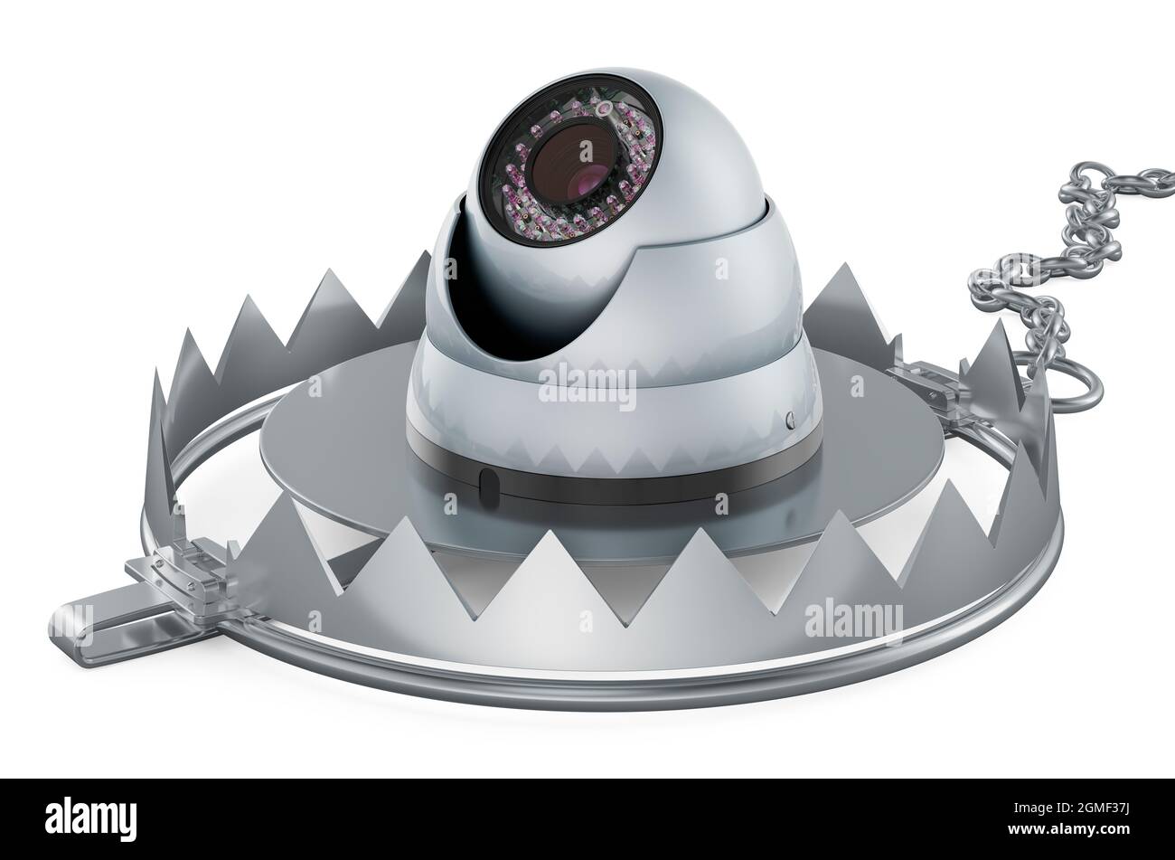 Bear Trap with dome security camera, 3D rendering isolated on white ...