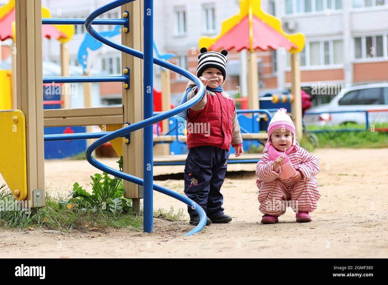 Children on the street play on the playground Stock Photo - Alamy