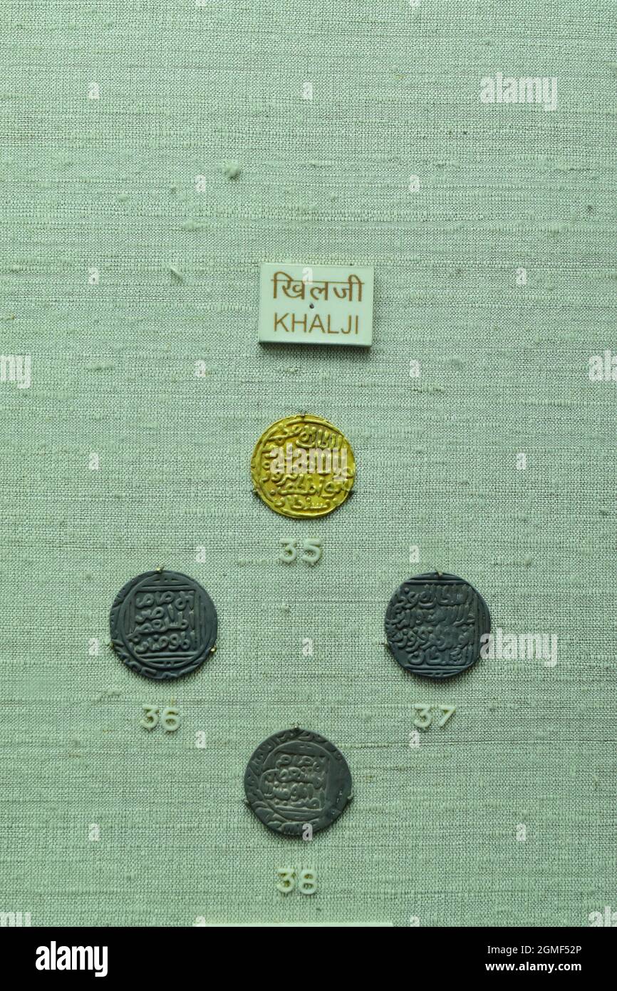 New Delhi, India - August 25, 2019: Antique Mughal Currency Displayed ...