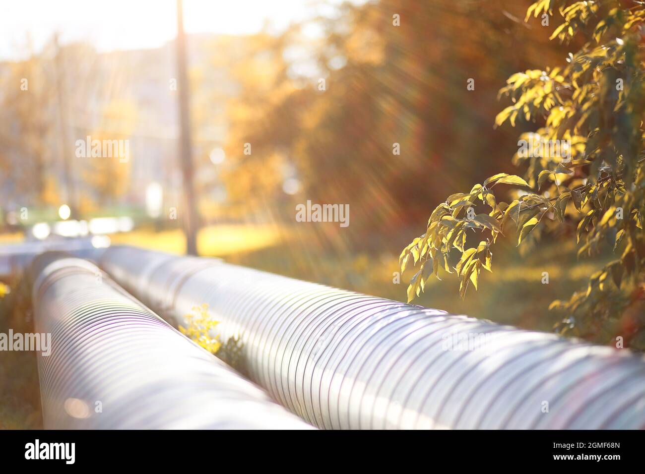 Industrial pipes on street construction Stock Photo - Alamy