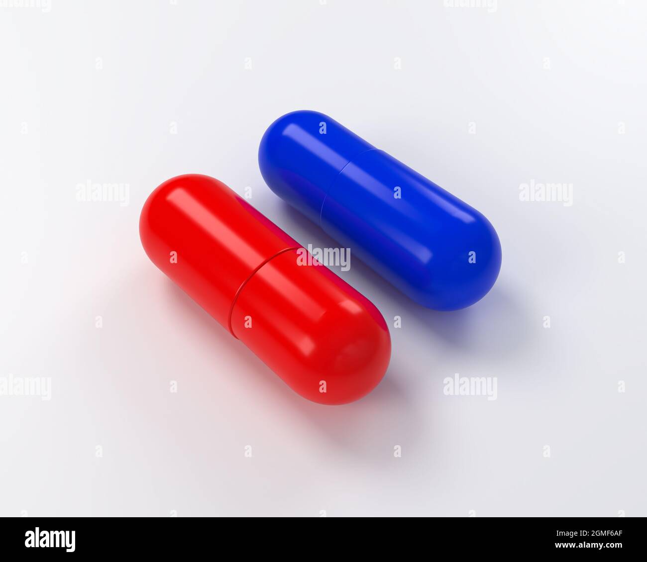 Red and blue pill isolate on white background. 3d rendering Stock Photo ...