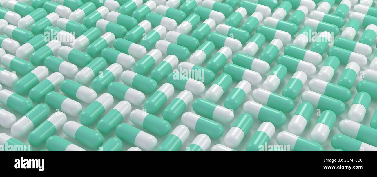 Medicines pills capsules geometric pattern background. 3d illustration ...
