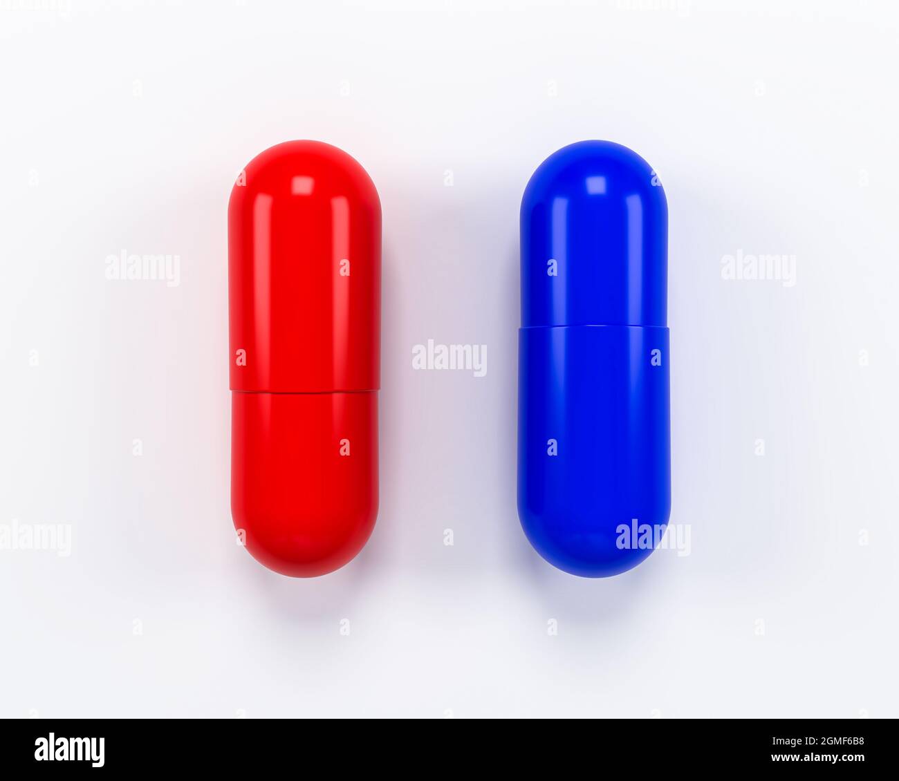 Red and blue pill isolate on white background. 3d rendering Stock Photo ...