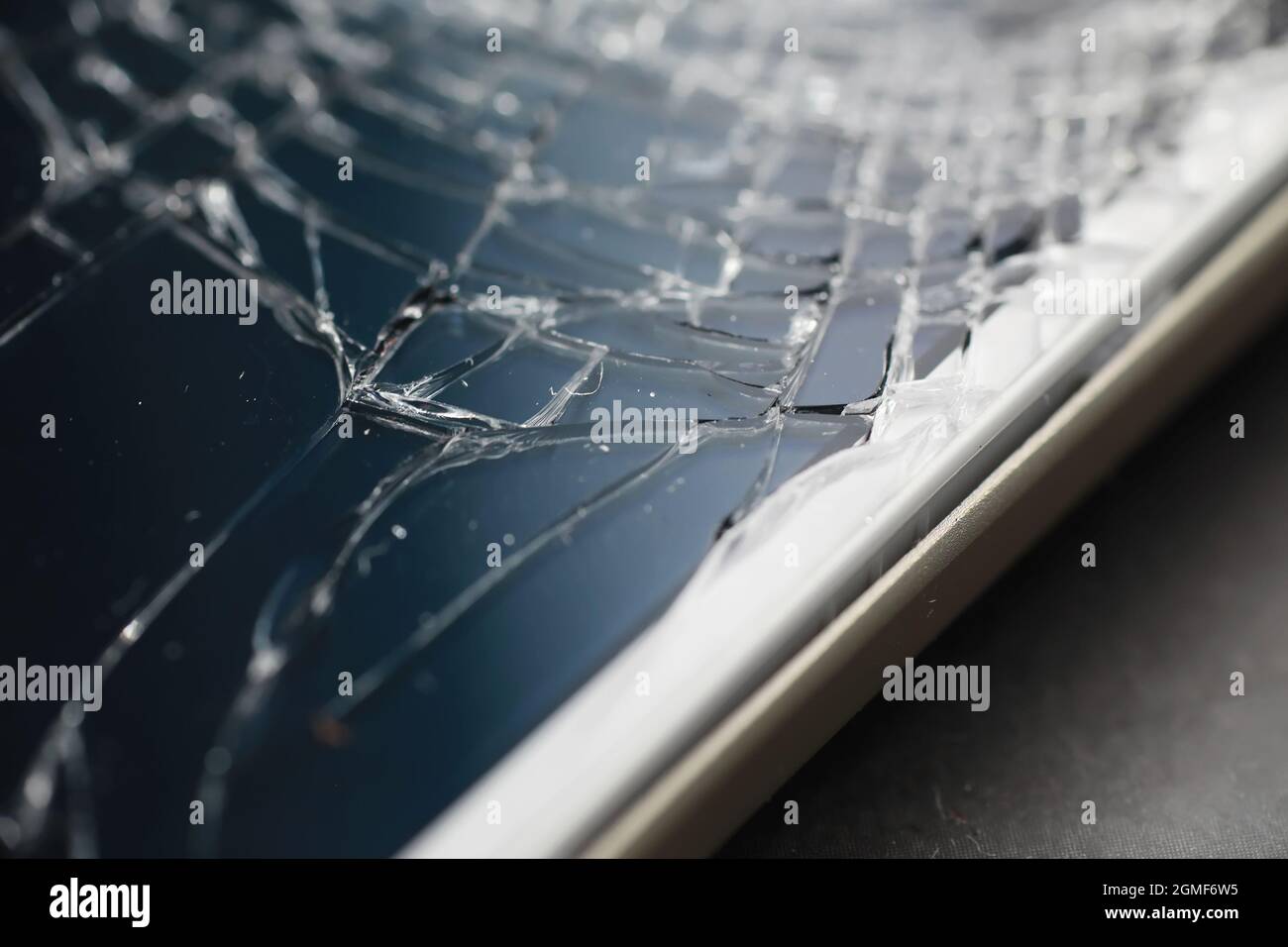 Crack on the glass. Broken screen. Broken phone. Cracked glass ...