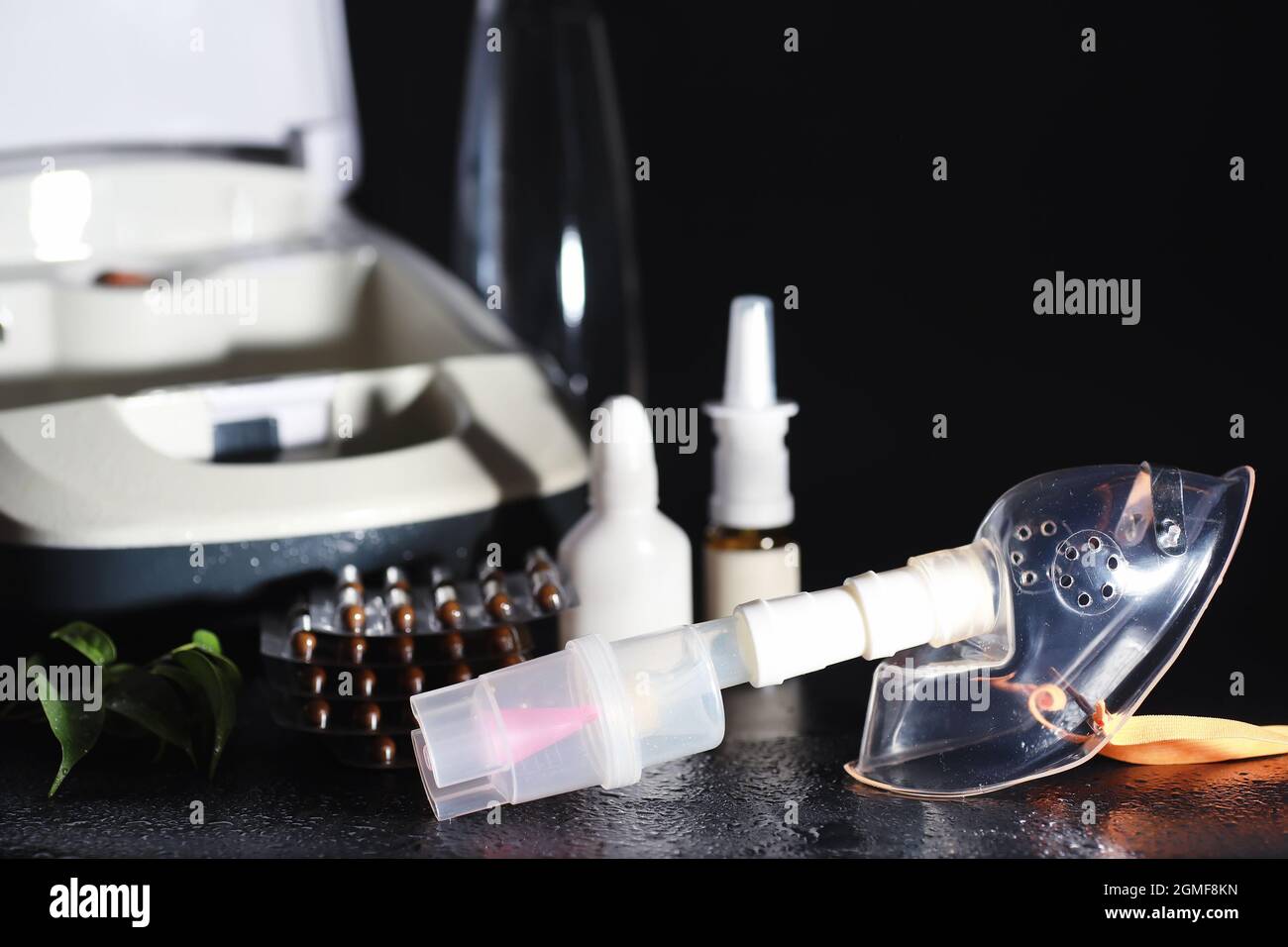 Inhalation with nebulizer at home. Asthma inhaler inhalation nebulizer ...