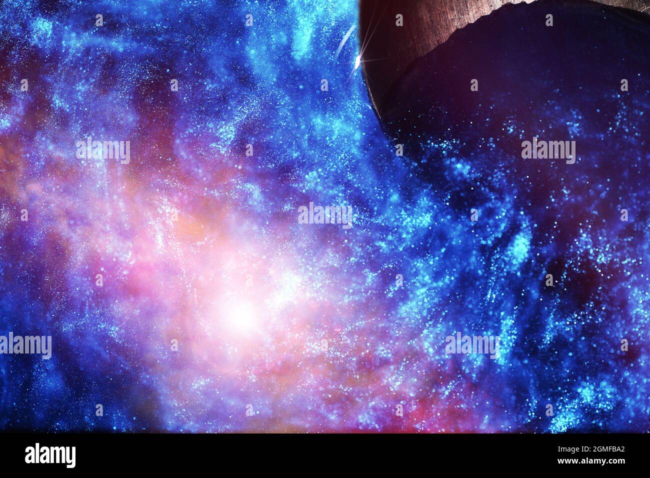Astronomical photograph of the universe in a distant galaxy with ...