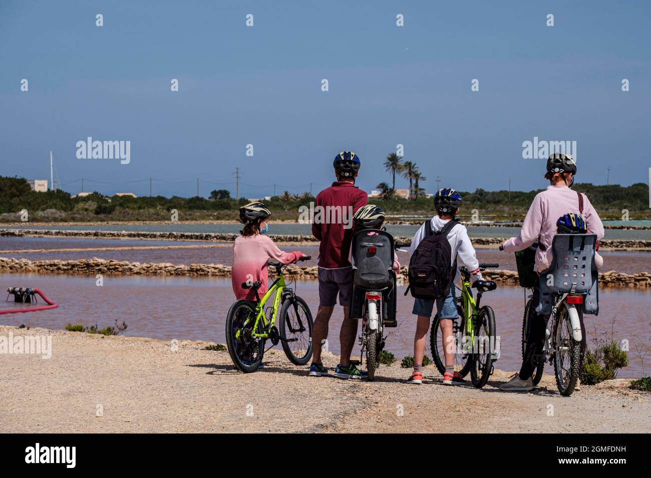 family bike ride, La Savina, Formentera, Pitiusas Islands, Balearic ...