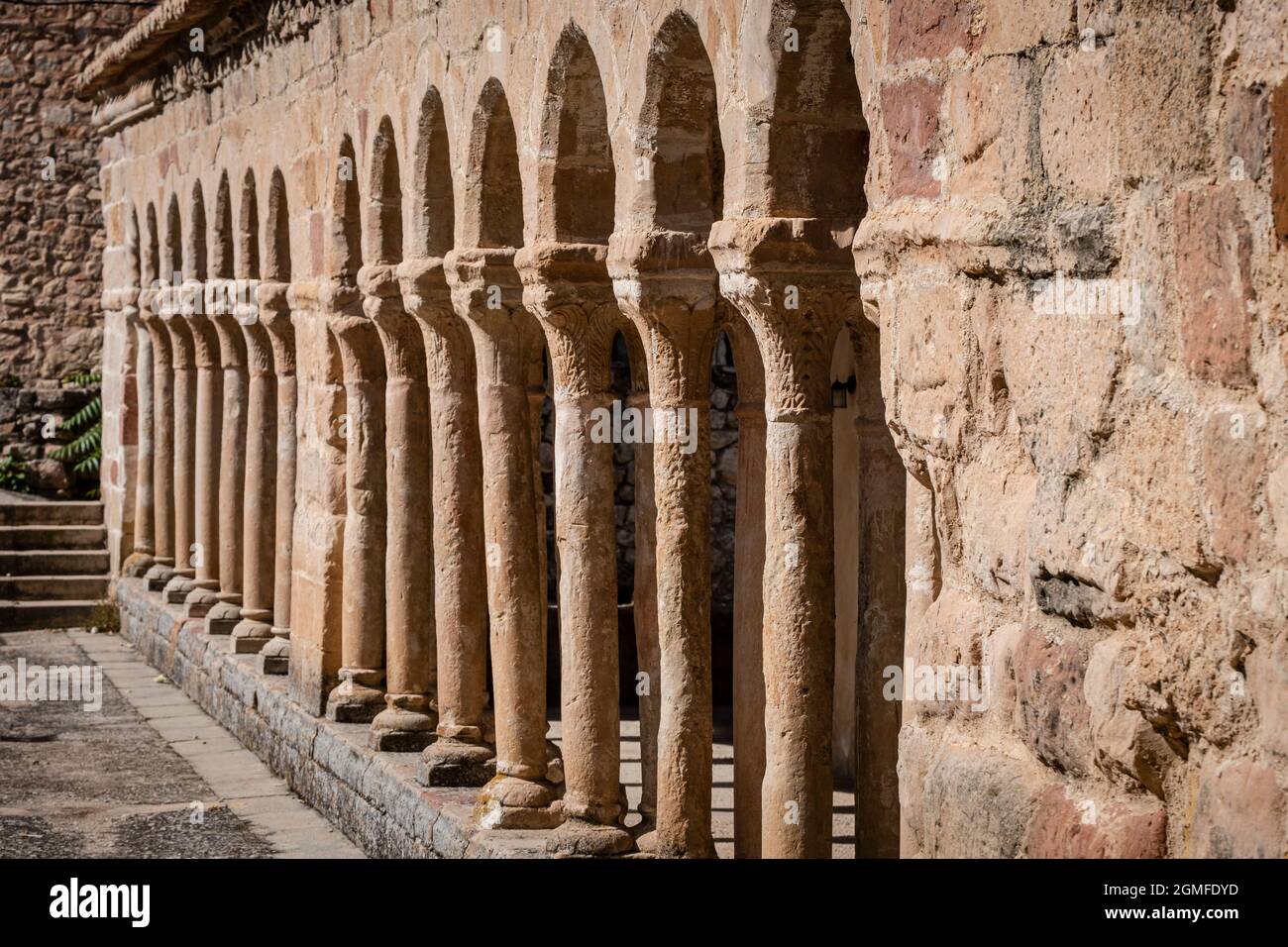arcaded gallery of semicircular arches on paired columns, Church of the ...