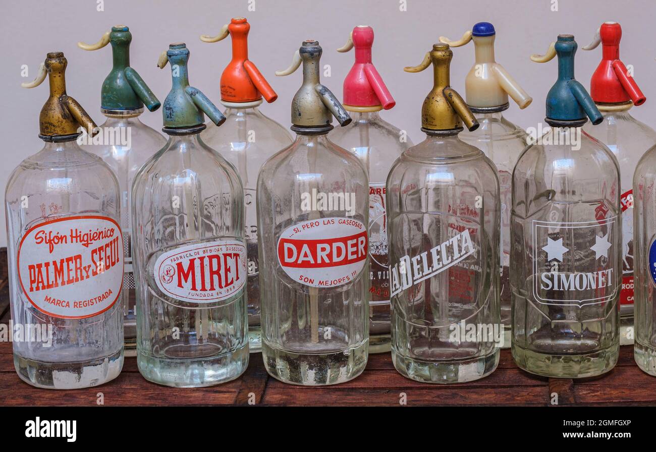 old soda water bottles, Mallorca, Balearic Islands, Spain Stock Photo ...