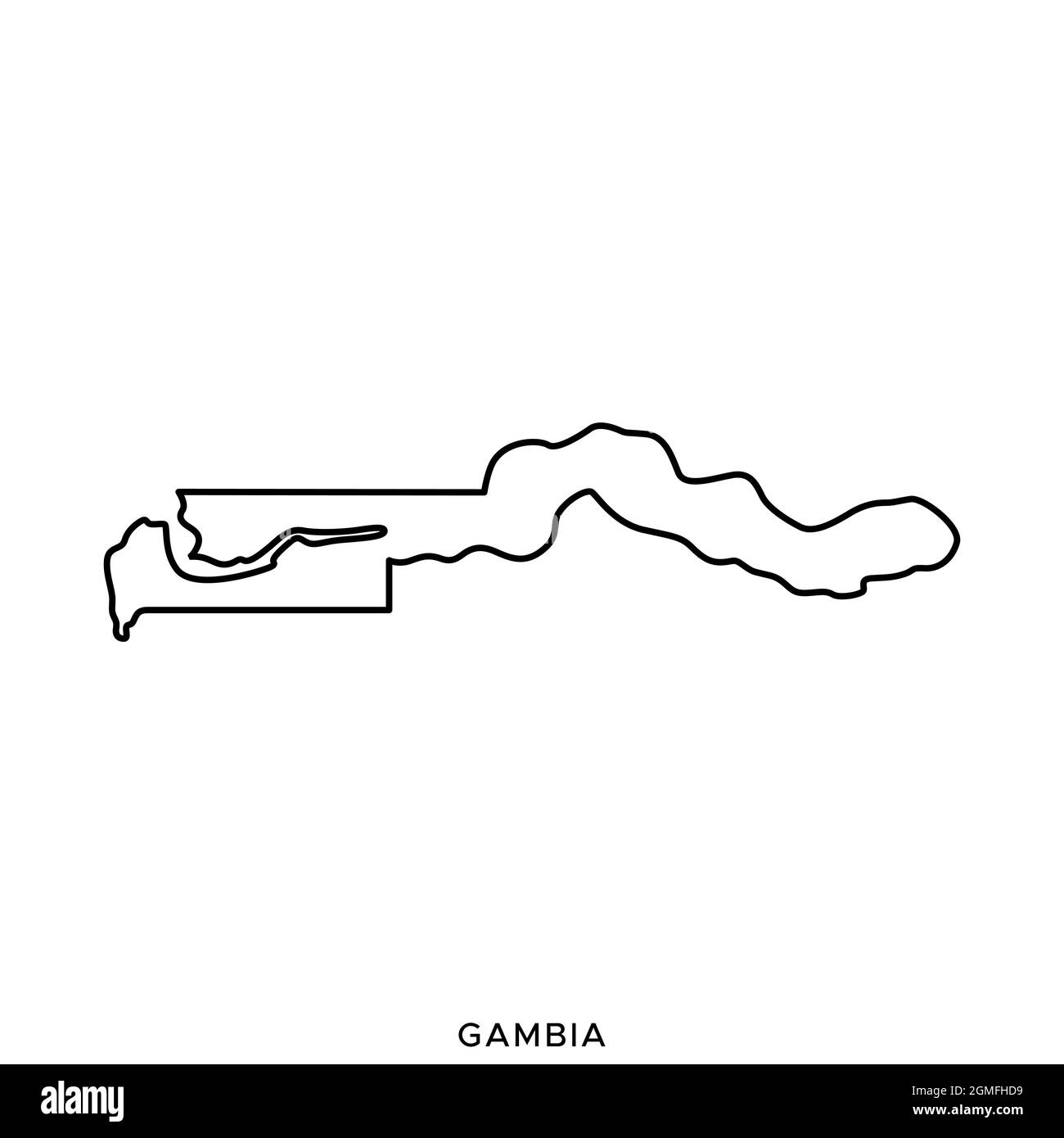 Line Map Of Gambia Vector Stock Illustration Design Template Editable