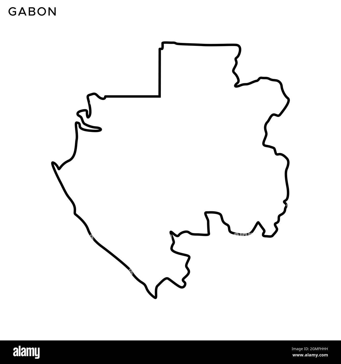 Line Map Of Gabon Vector Stock Illustration Design Template Editable